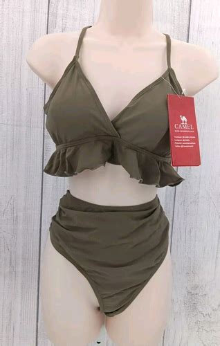 Red Camel Bikini Set Green Ruffled Size Xl Aa1 Ebay