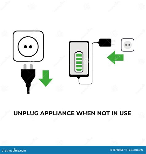 eco friendly tips unplug appliances when not in use stock illustration
