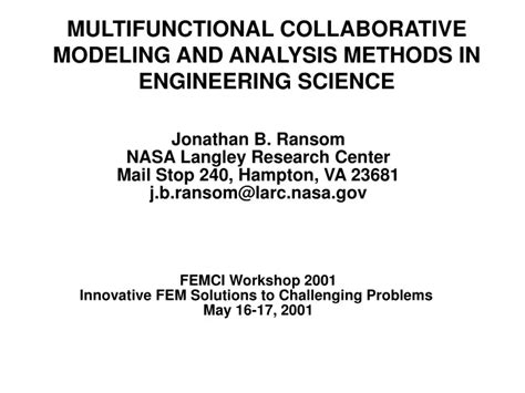 Ppt Multifunctional Collaborative Modeling And Analysis Methods In