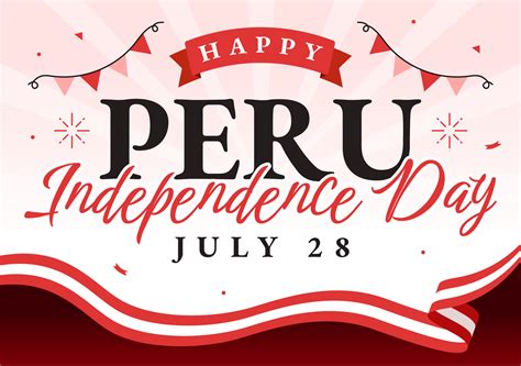 Peru Independence Day Vector Illustration On July 28 With Waving Flag