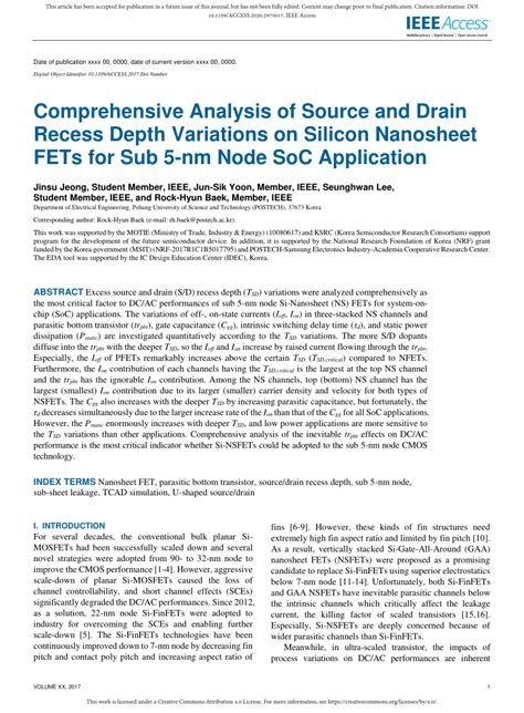 Pdf Comprehensive Analysis Of Source And Drain Recess Depth Variations On Silicon Nanosheet