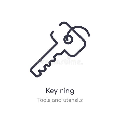 Key Ring Outline Icon Isolated Line Vector Illustration From Tools And Utensils Collection