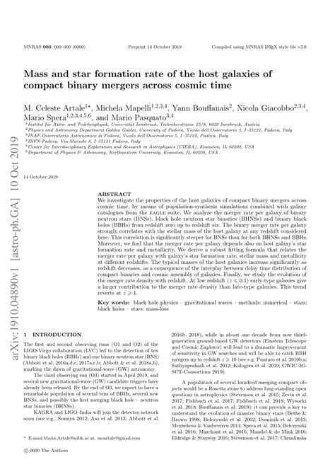Pdf Mass And Star Formation Rate Of The Host Galaxies Of Compact