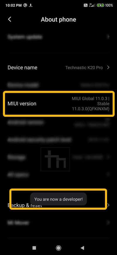 Enable Android Developer Options