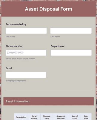 Asset Disposal Form Template JotForm