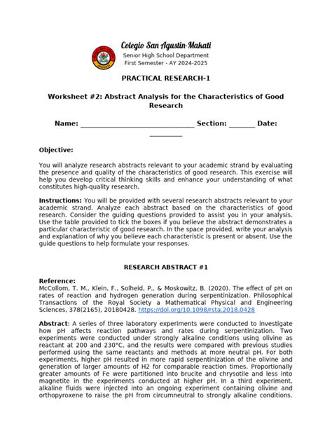 Worksheet2abstractanalysisstem Pdf
