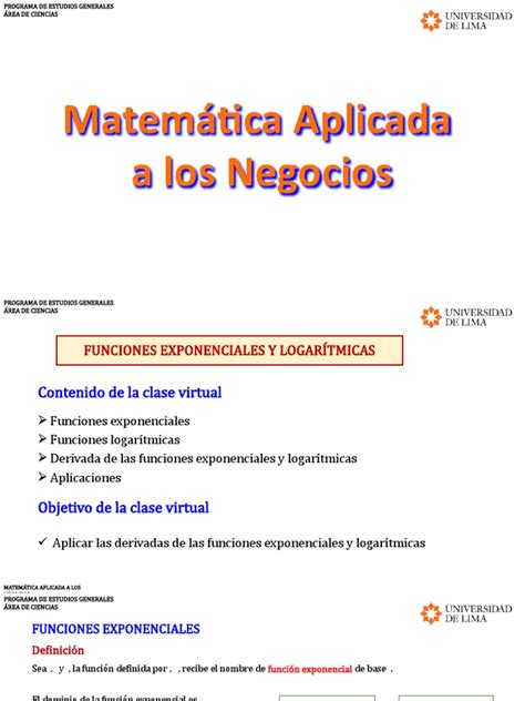 Funciones Exponenciales Y Logarítmicas Pdf Logaritmo Funcion