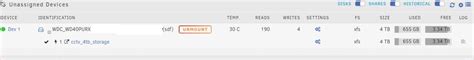 Unassigned Devices Managing Disk Drives And Remote Shares Outside Of The Unraid Array Page