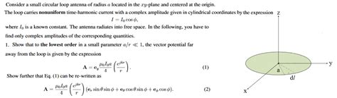 Consider A Small Circular Loop Antenna Of Radius A Chegg