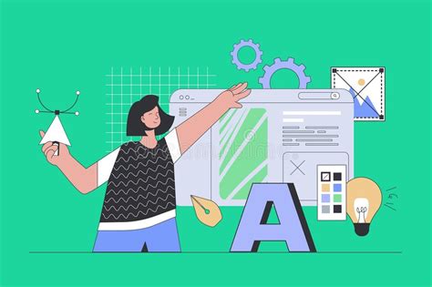 Web Designing Concept In Modern Flat Design Woman Creating New Interface Layout Editing