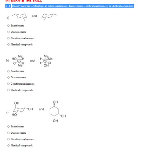 Solved Classify Each Pair Of Structures As Either Chegg