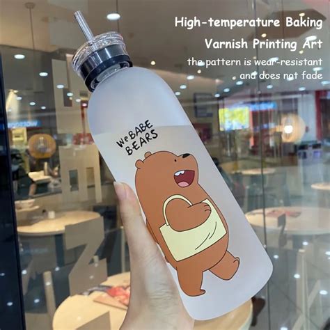 1000ml 귀여운 곰 플라스틱 물병 누출 증거 대용량 병 물 투명한 서리로 덥은 주스 컵 물 컵 2022물 보틀 Aliexpress