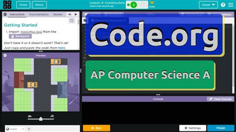 Code Org Lesson 4 2 D Constructors Tutorial With Answers Computer Science A CSA Unit 2
