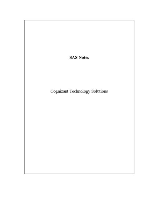 Sas Notes Cognizant Technology Solutions Pdf Sas Software