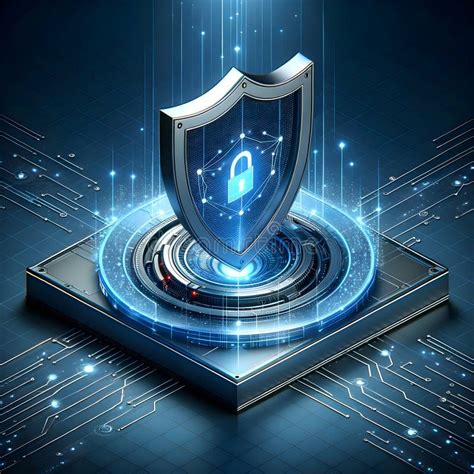 Shield Protecting Data With Digital Technology Representing Cyber