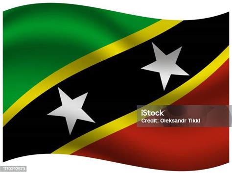 세인트 키티스와 네비스 흔들리는 효과와 아름다운 국기 원래 색상과 비율 웹 로고 아이콘 및 배경에 대한 놀라운 디자인 벡터 일러스트 레이션에서 모든 국가 플래그 세트 국기에