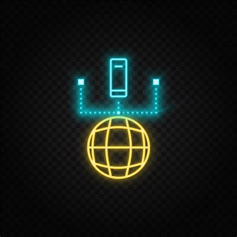 Premium Vector Network Database Neon Vector Icon Blue And Yellow Neon Vector Icon Vector