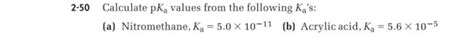 solved 2 50 calculate pka values from the following ka s