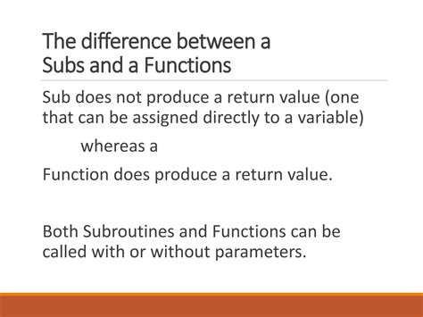 Understanding Subroutines And Functions In Vb6 Pptx Programming