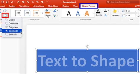 convert text to shapes by intersecting in powerpoint 2016 for mac