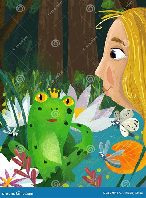 Cartoon Girl Princess Frog Insects Flying Illustration Stock Illustration Illustration Of