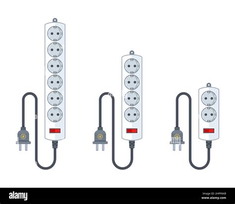 Electric Extension Cord For Household Appliances A Set Of Different Extender Lengths Flat