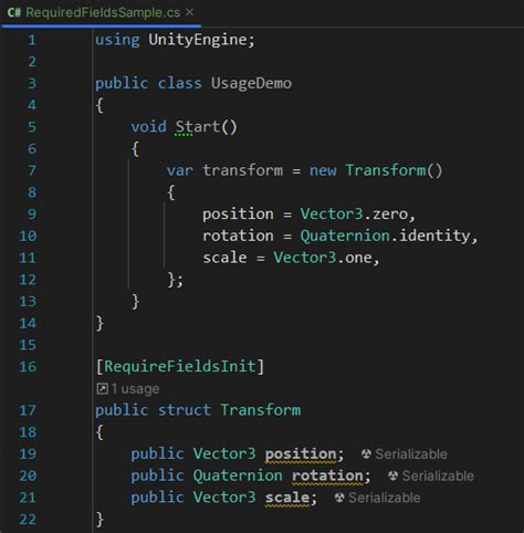 github codewriter packages requirefieldsinit analyzer c 11