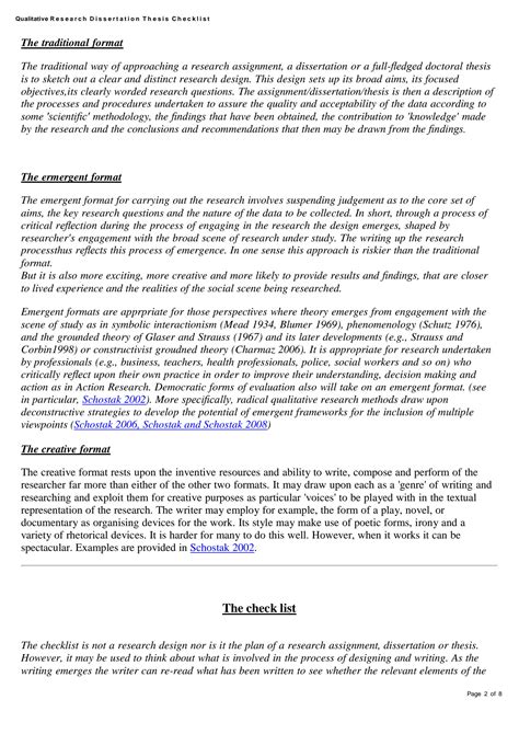 Solution Qualitative Research Assignment Dissertation Thesis Check