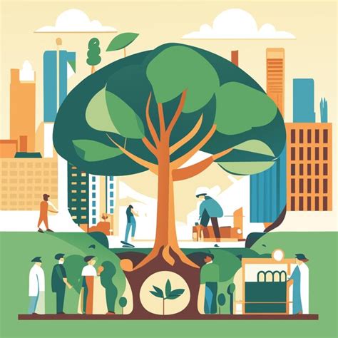 Premium Vector Digital Tree Planting Scene Design