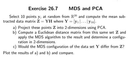 Solved Exercise 267 Mds And Pca Select 10 Points Y At