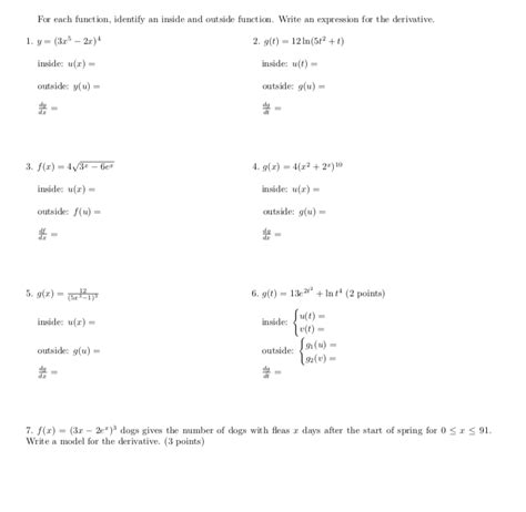 Solved For Each Function Identify An Inside And Outside Chegg
