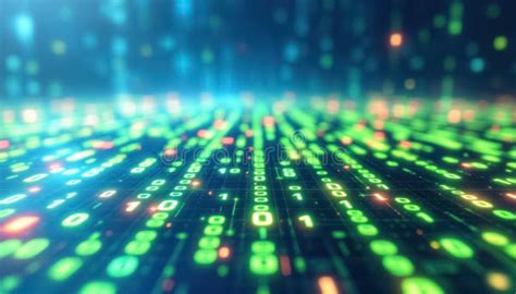 Binary Code Matrix Background Tech Style Green Illuminated Numbers