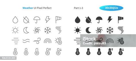 날씨 Ui 픽셀 완벽 한 잘 만들어진 벡터 얇은 선 및 고체 아이콘 30 2 그리드 웹 그래픽 및 애플 리 케이 션에 대 한 X 간단한 최소한의 그림 13 부 겨울에 대한