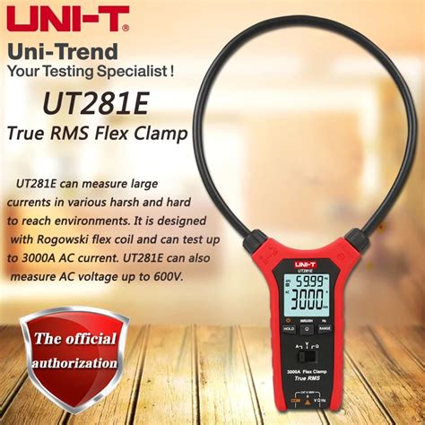Uni T 클램프 미터 Ut281e True Rms 플렉스 클램프 3000a Ac True Rms 유연한 클램프 미터 저항