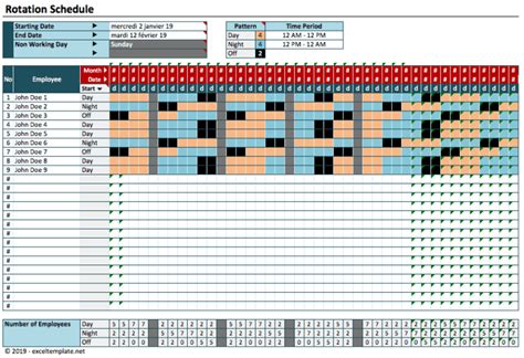 Rotating Schedule Model1 Calendar Excel Templates