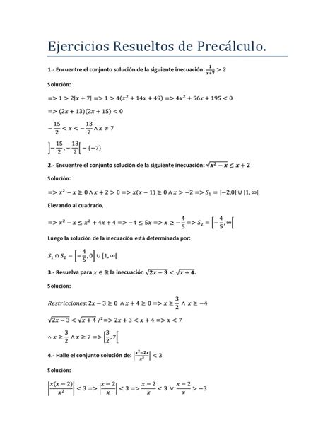 Ejercicios Resueltos De Precálculo 1 Encuentre El Conjunto Solución