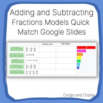 Adding And Subtracting Fractions Models Quick Match Google Slides
