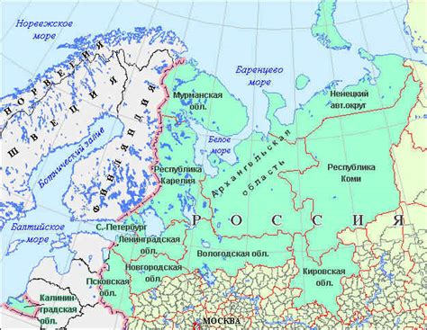 Карта Северо-Запада России