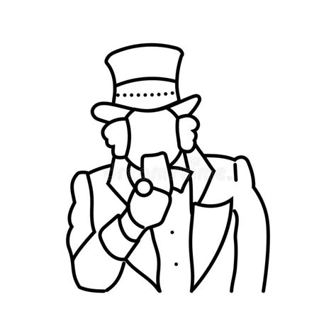 Uncle Sam Pointing Pose Line Icon Vector Illustration Stock