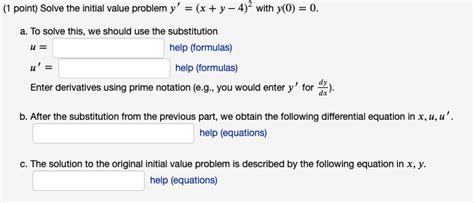 solved 1 point solve the initial value problem y′ x y−4 2