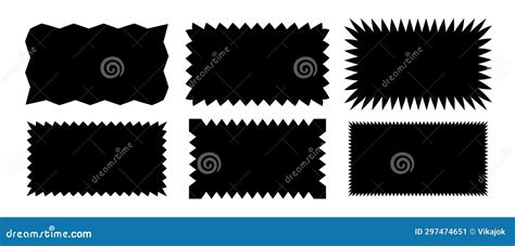 Zig Zag Edge Rectangle Shape Collection Jagged Rectangular Elements