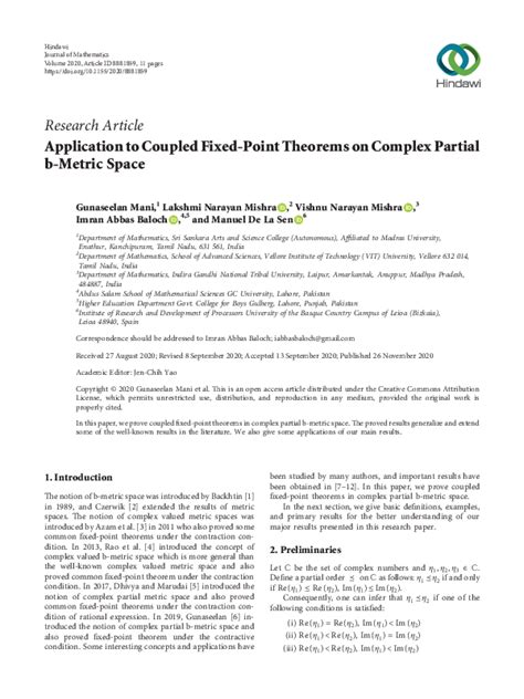 Pdf Application To Coupled Fixed Point Theorems On Complex Partial B Metric Space
