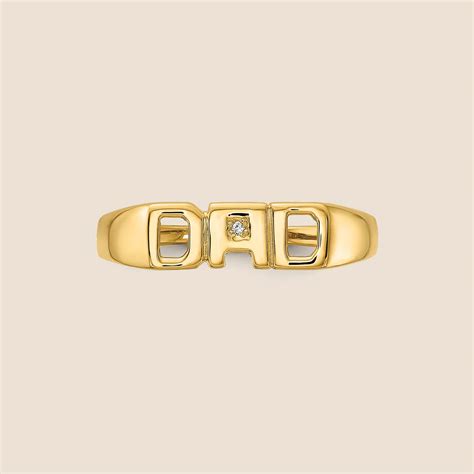 14k Gold Mens Diamond Dad Ring