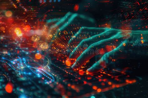 Hacker S Hands Work Swiftly On A Keyboard Surrounded By Glowing Digital Codes And Symbols