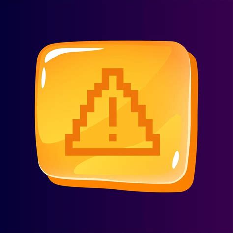 Warning Glossy Ui Button With Pixelated Icon 16090476 Vector Art At
