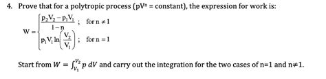 Pv Diagram For Polytropic Process For Variious N Values Solv