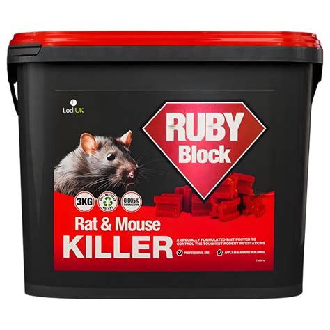 Lodi Ruby Block Bait Rat And Mouse Killer Poison Difenacoum 3kg Tub