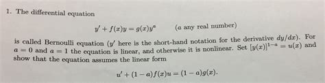 Solved The Differential Equation Y F X Y G X Y A A