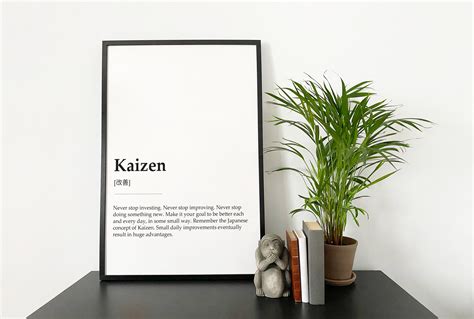 Kaizen Definition Print Printable Wall Art Quote Print Dictionary Print Minimalist Print