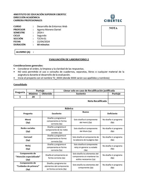 4684 Desarrollo De Entornos Web T2cn 01 Evaluacion De
